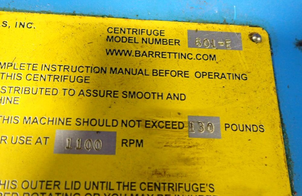 Barrett Spintech 601-E Chip Wringer Versafuge 130 lbs