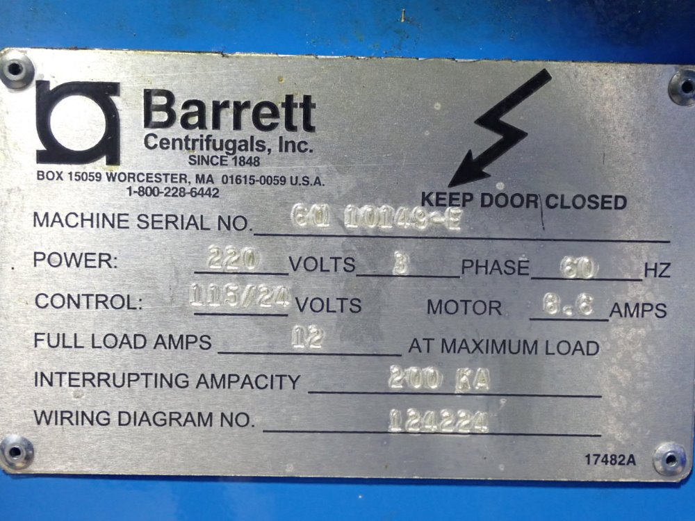 Barrett Spintech 601-E Chip Wringer Versafuge 130 lbs