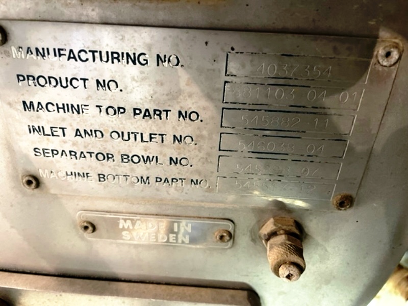 (2) Alfa-Laval CHPX 517 TGV-15CEFG-60 separators, 316SS ...